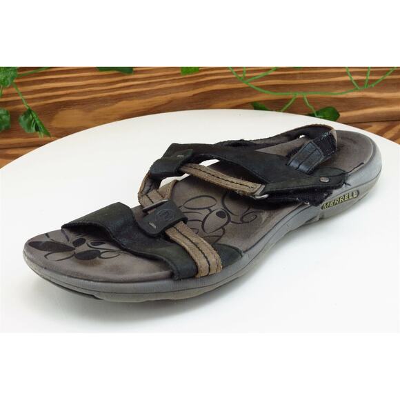 Merrell | Shoes | Merrell Sz 9 M Black Sport Sandals Leather Women ...